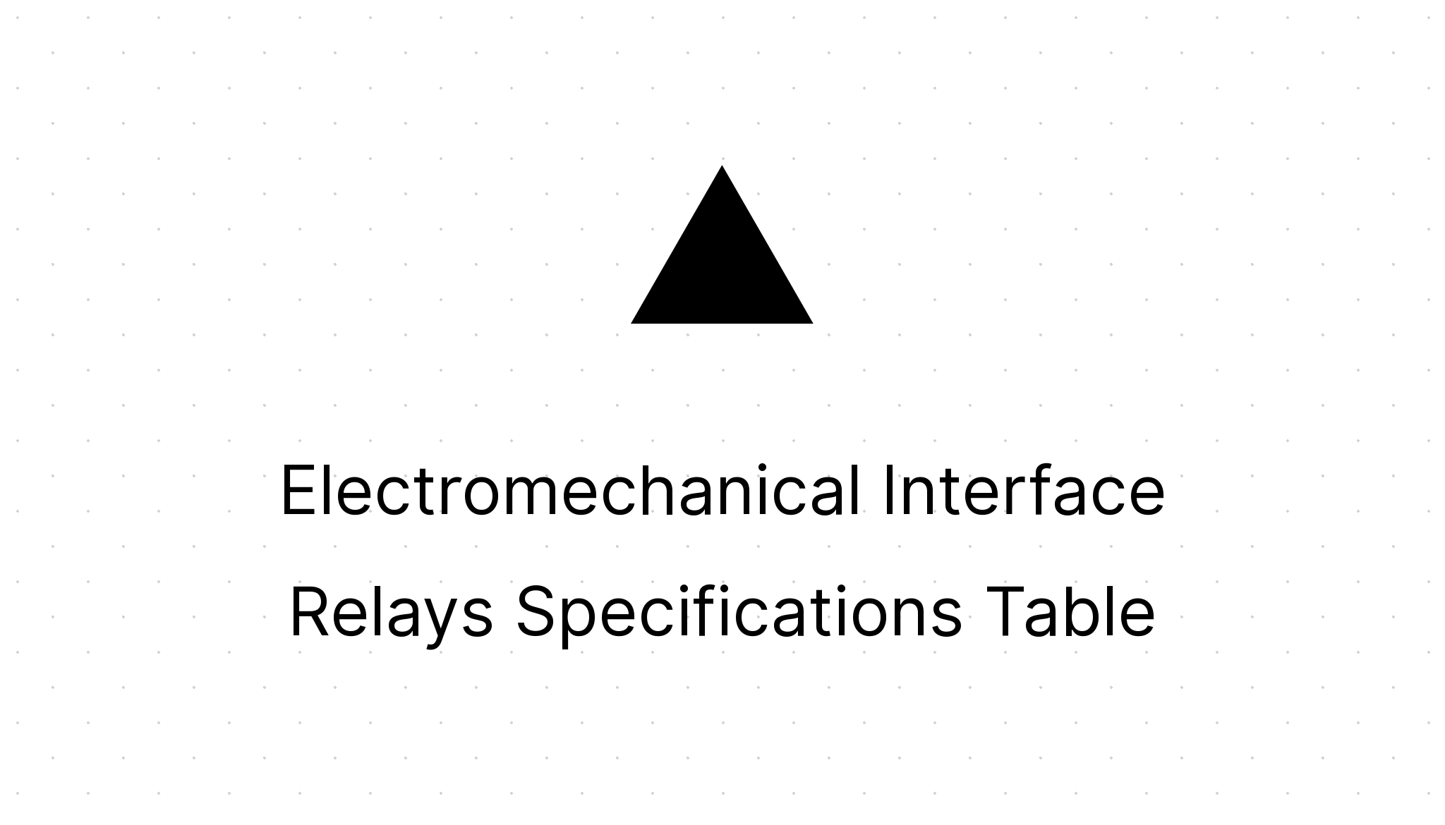 Electromechanical Interface Relays Specifications Table - Eezee